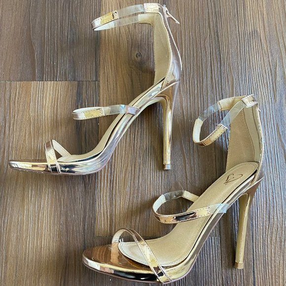 Windsor | Shoes | Windsor Rose Gold Metallic Chrome Triple Strap Formal ...